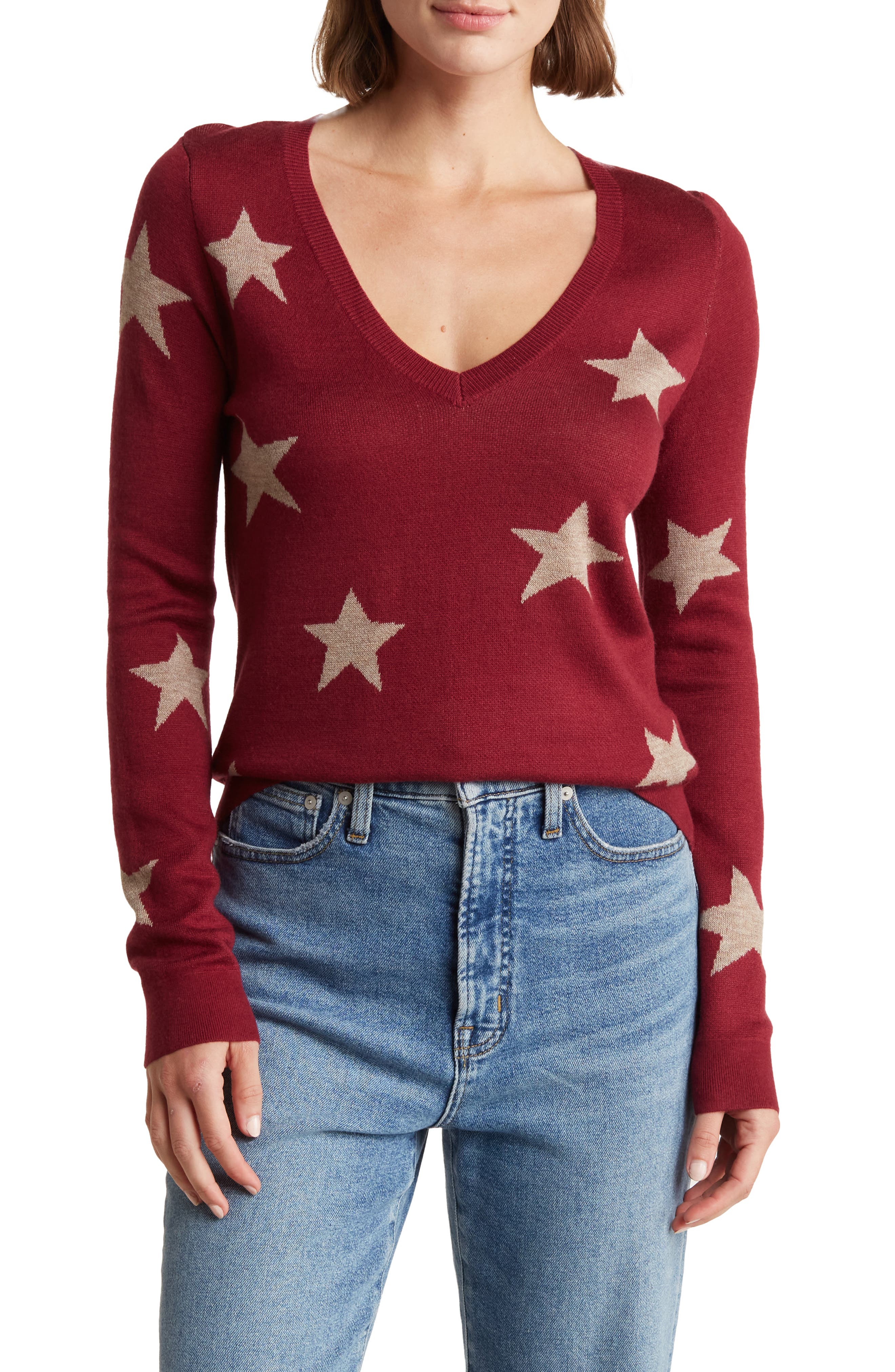 Splendid Star V-Neck Pullover Sweater | Nordstromrack
