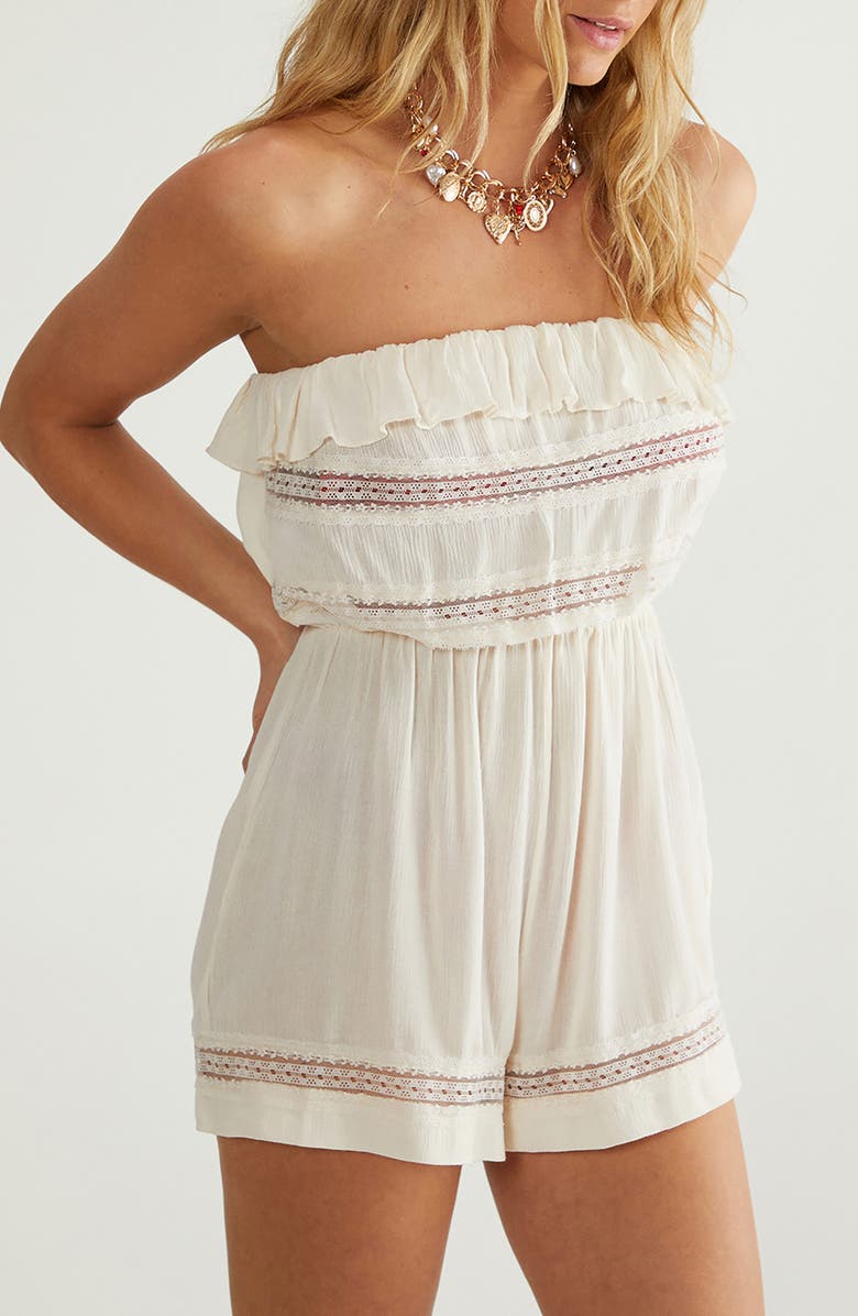 NASTY GAL Lace Inset Strapless Romper | Nordstromrack