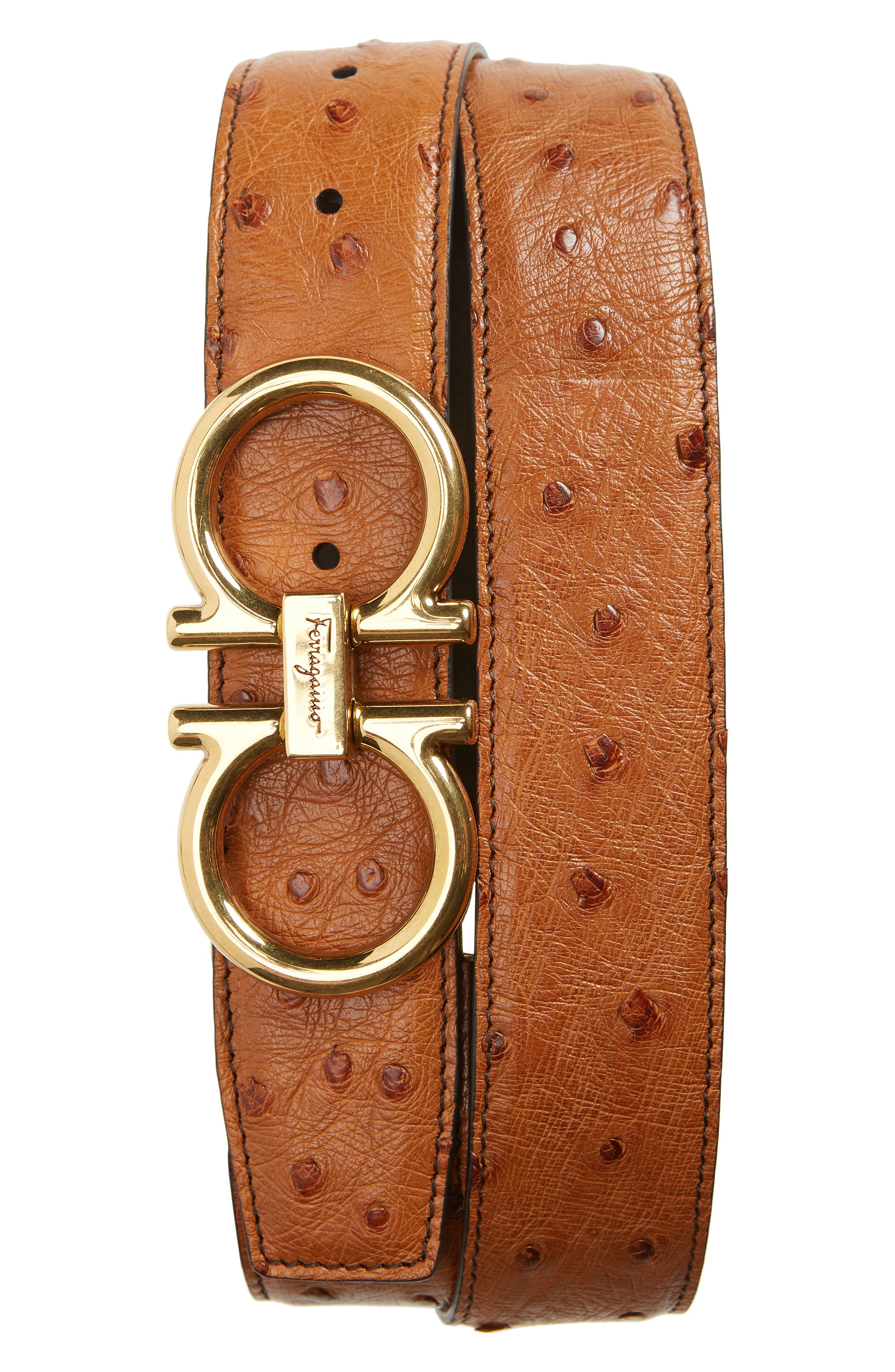 FERRAGAMO Salvatore Ferragamo Ostrich Leather Belt | Nordstrom