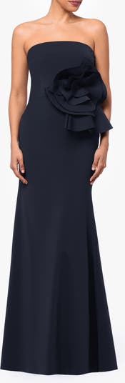 Betsy & Adam Rosette Detail Strapless Gown | Nordstrom