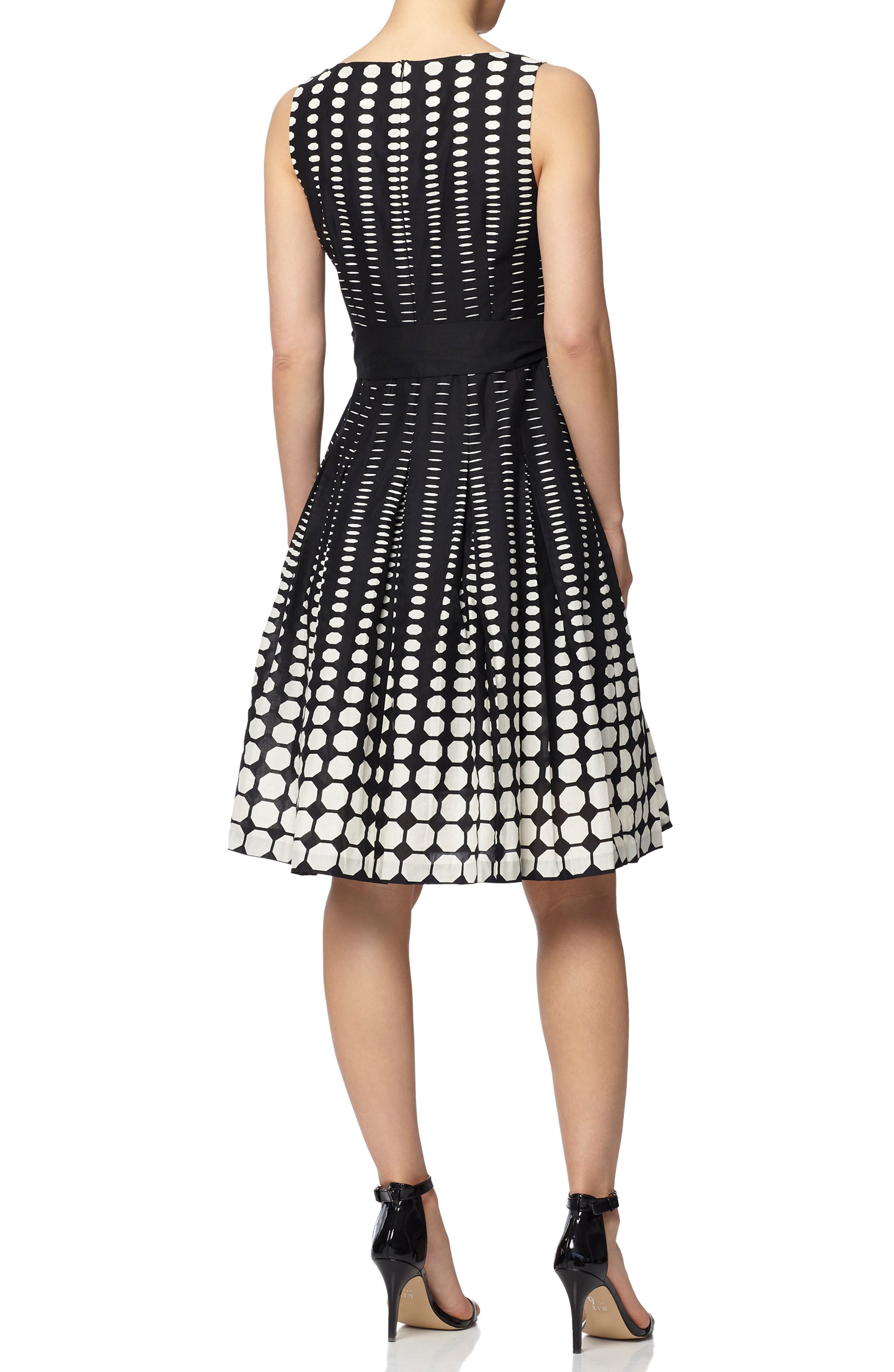 Anne Klein Octagon Fade Print Cotton Fit & Flare Dress | Nordstrom