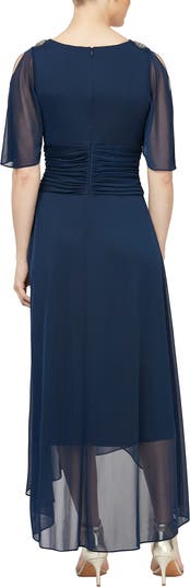 SLNY Beaded Shoulder Ruched Waist Maxi Dress | Nordstromrack