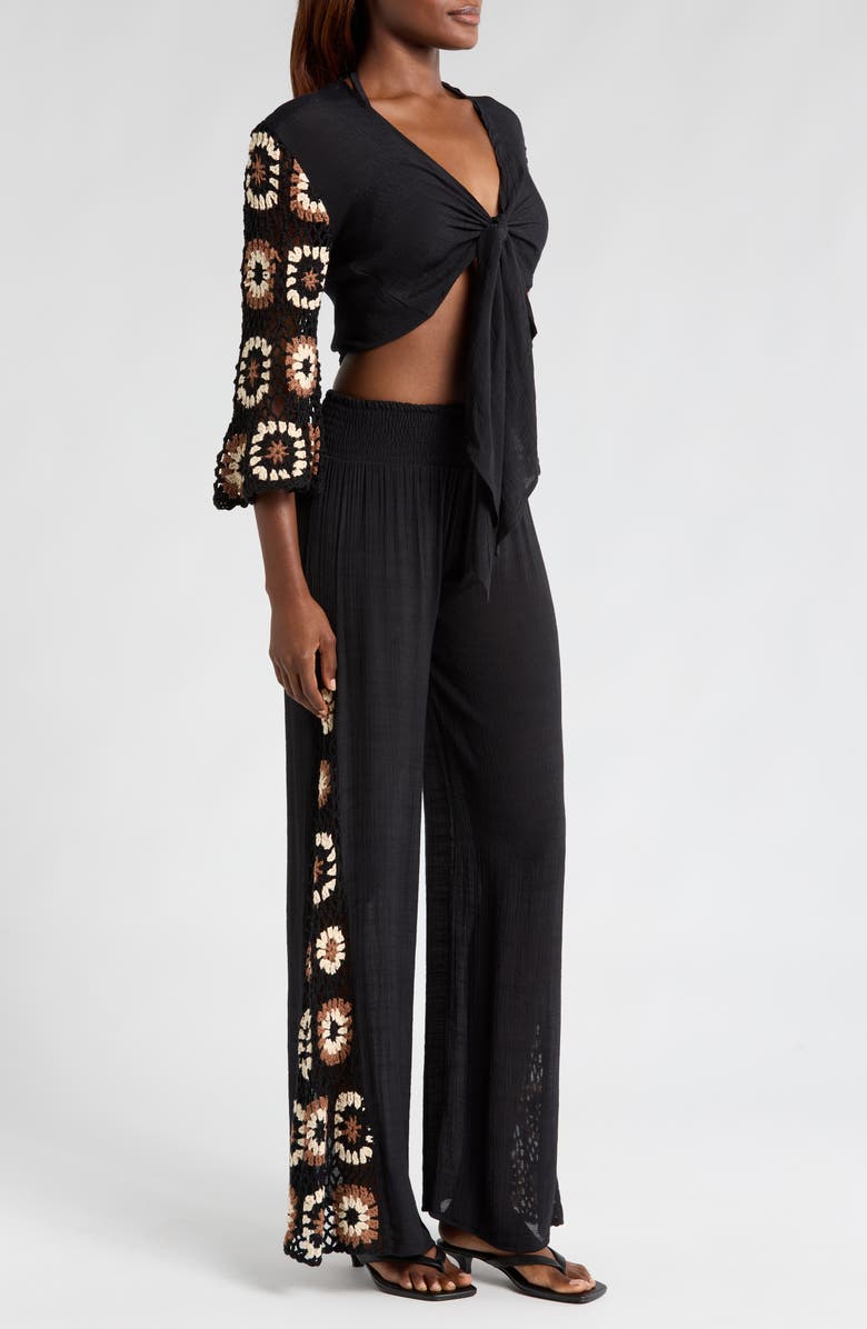 Elan Crochet Trim Crop Cover-Up Top | Nordstrom