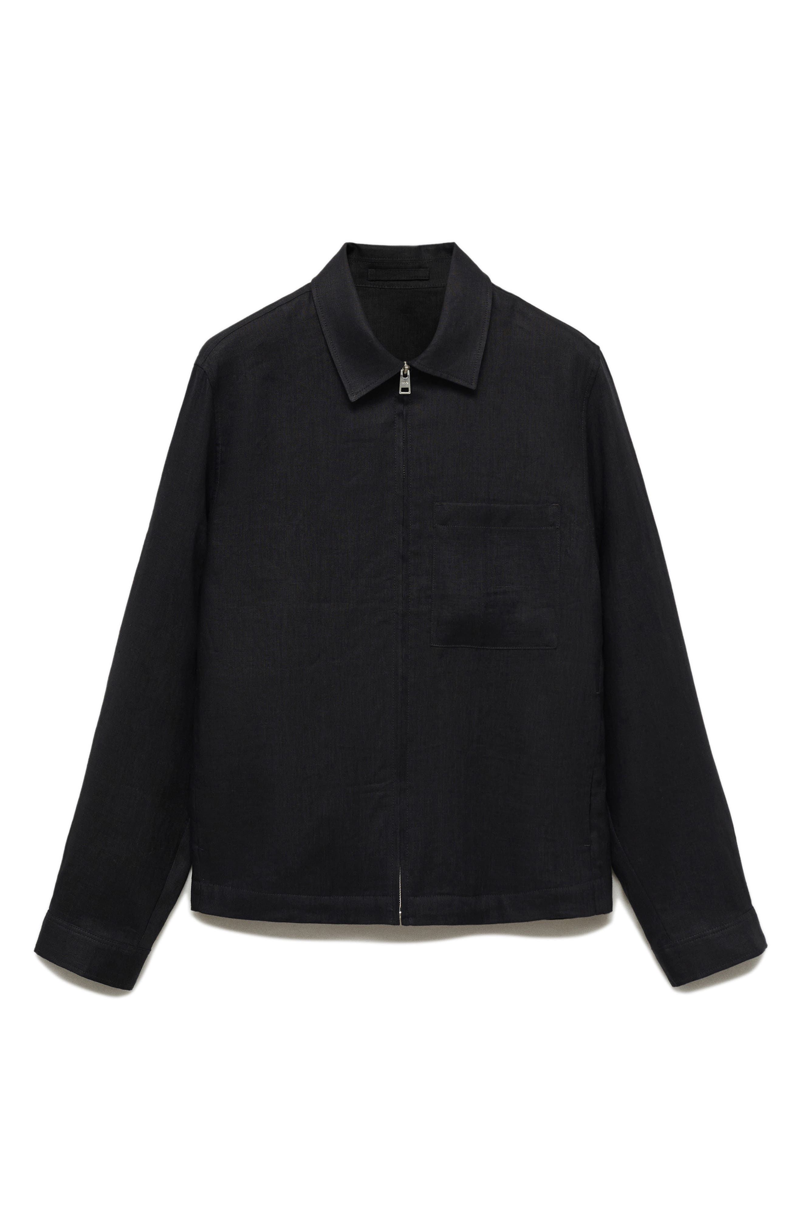 MANGO Linen Jacket with Zip Closure | Nordstromrack