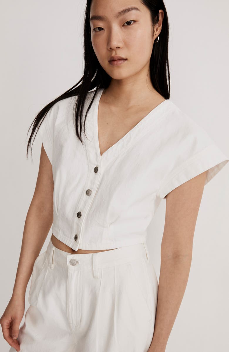 Madewell Cap Sleeve Denim Crop Top | Nordstromrack