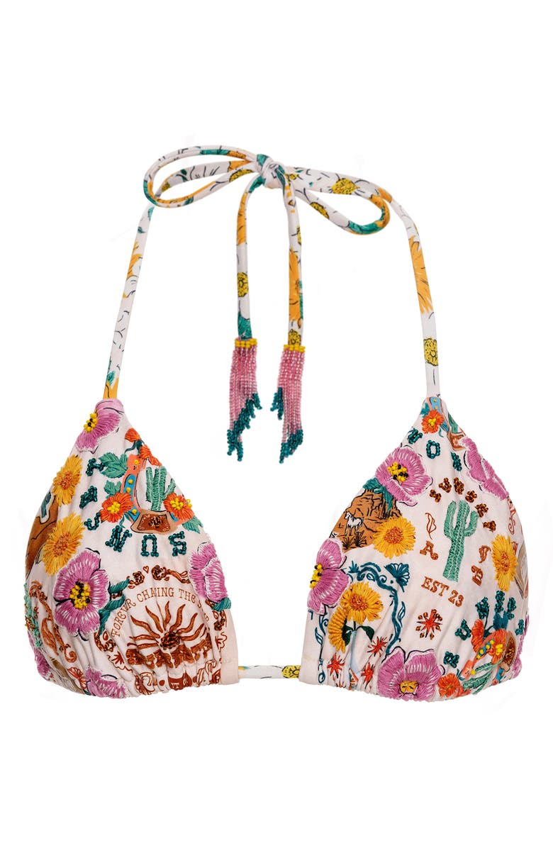 Agua Bendita Lolita Nopal Hand Embroidered Triangle Bikini Top | Nordstrom