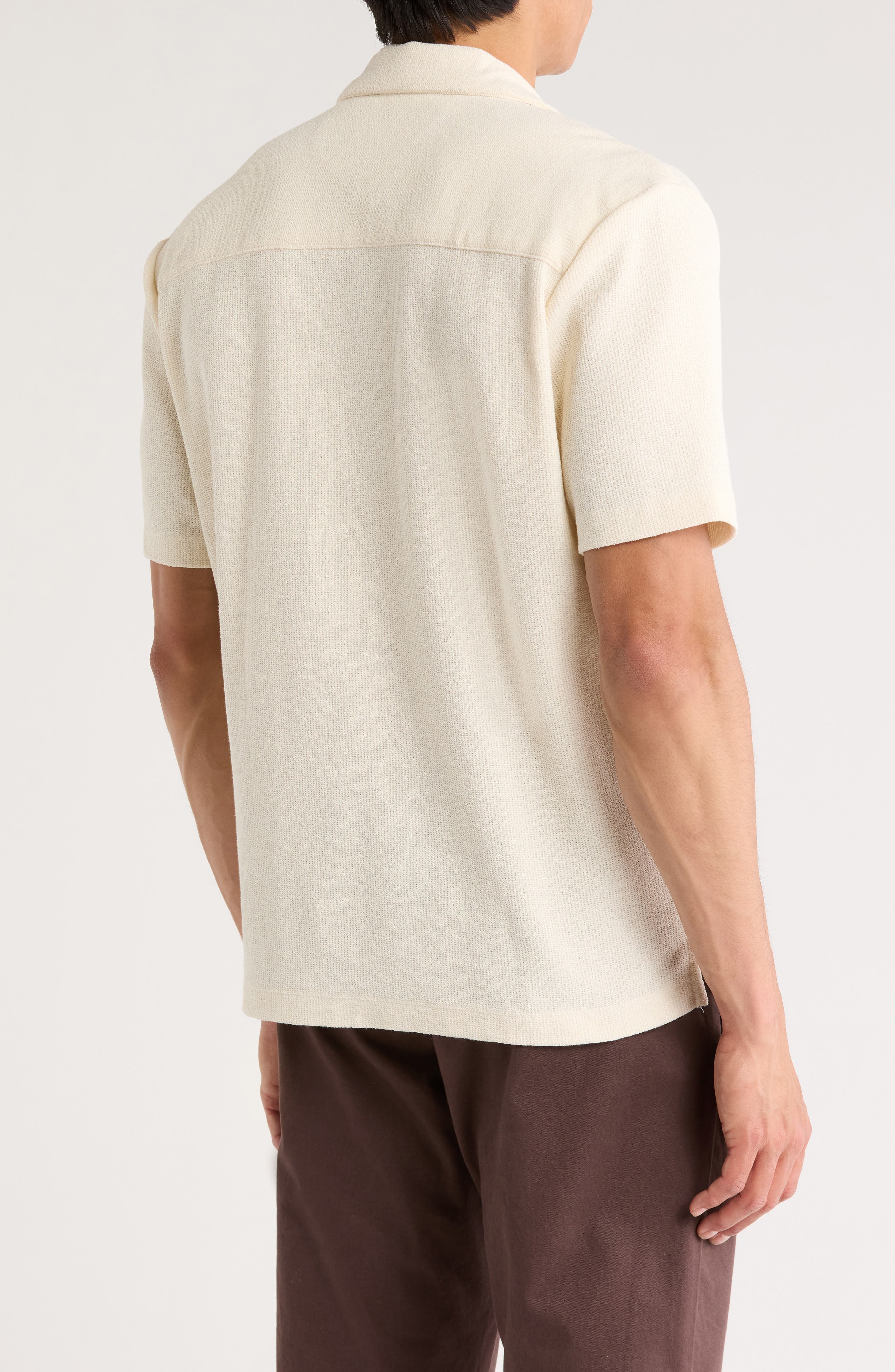 DENIM AND FLOWER Cream Textured Cotton Blend Camp Shirt | Nordstromrack