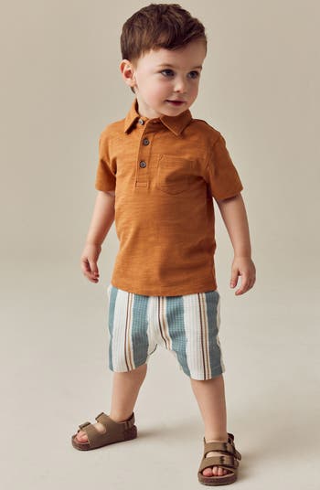NEXT Kids' Textured Polo & Stripe Shorts Set | Nordstromrack