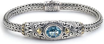 SAMUEL B. Sterling Silver & 18K Gold Blue Topaz Bracelet | Nordstromrack