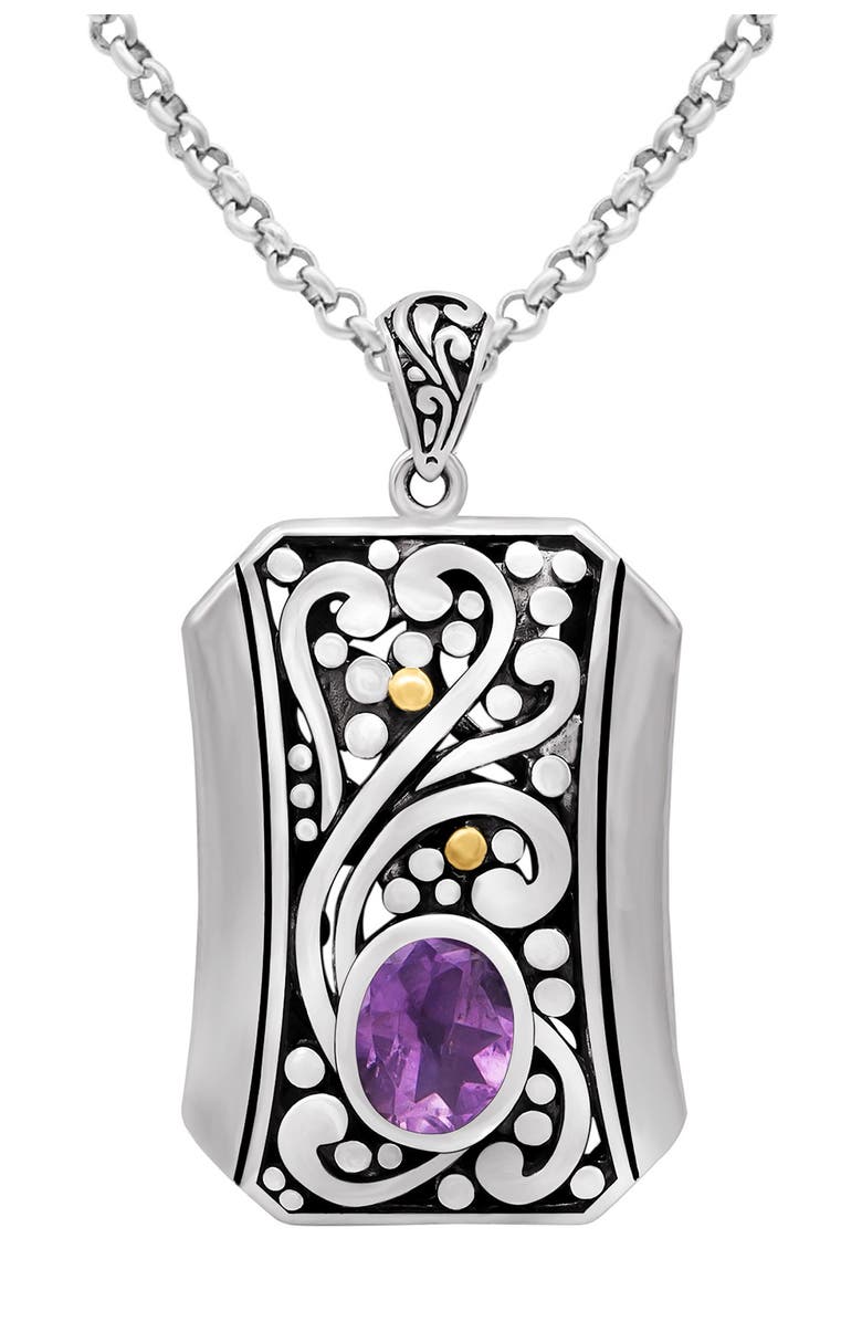 DEVATA Sterling Silver & 18K Gold Amethyst Pendant Necklace | Nordstromrack