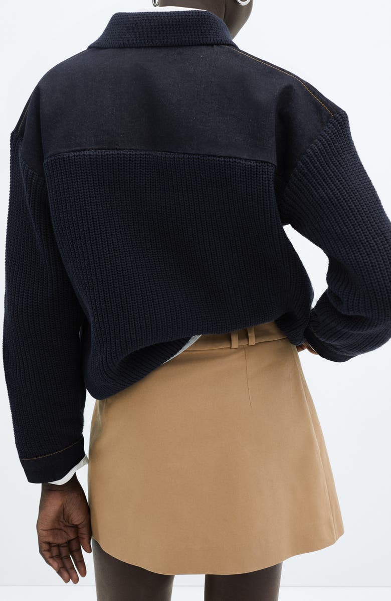 MANGO Crochet Trim Denim Jacket | Nordstrom