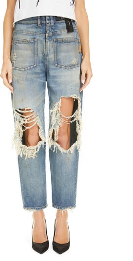 Balmain Reversed Destroyed Boyfriend Jeans | Nordstrom