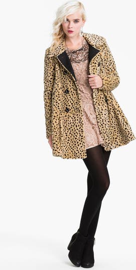 Free People Faux Leopard Fur Swing Jacket | Nordstrom