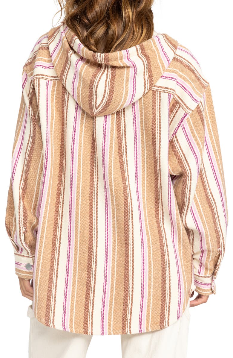 Roxy Sunlight Rider Stripe Hooded Cotton Shirt Jacket | Nordstrom