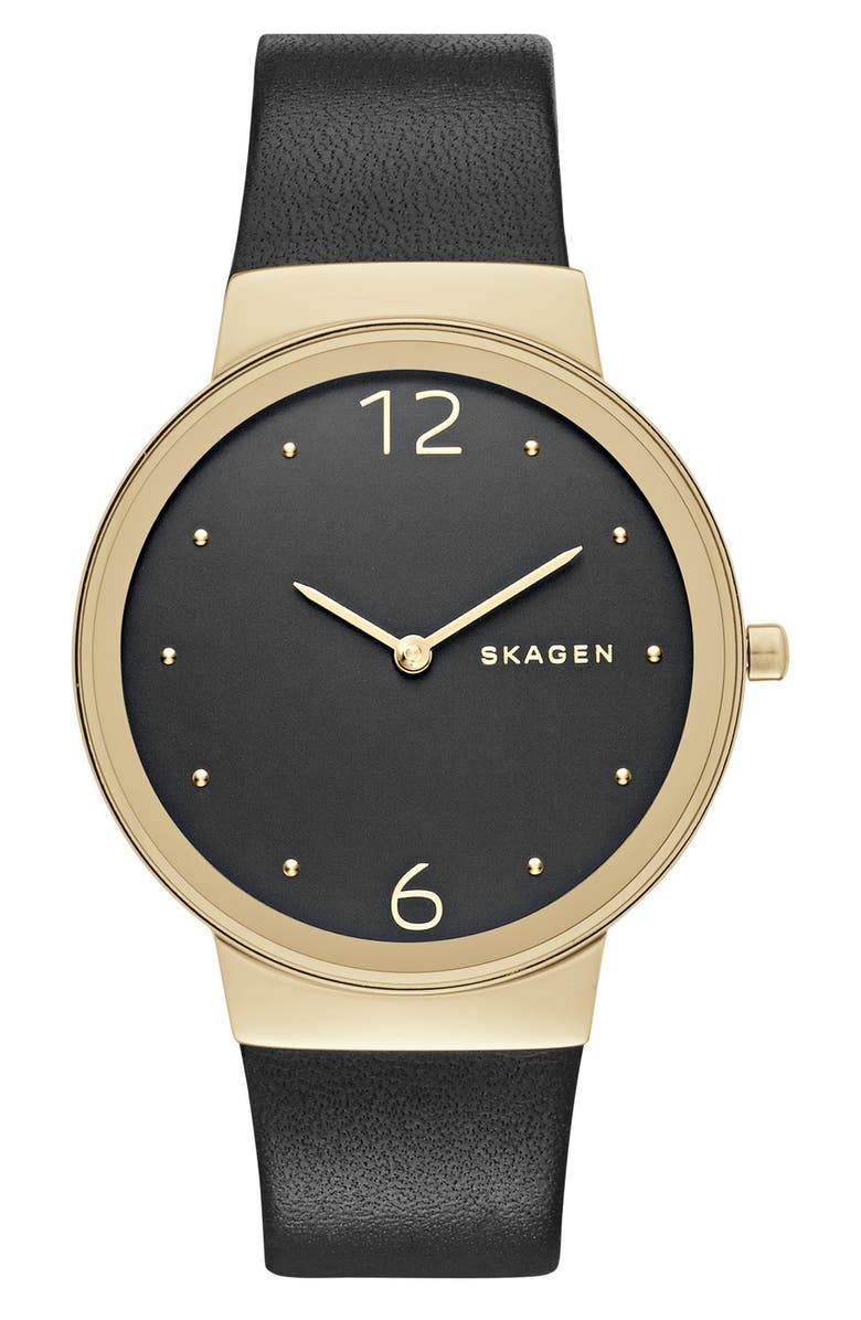 Skagen 'Freja' Leather Strap Watch, 34mm | Nordstrom