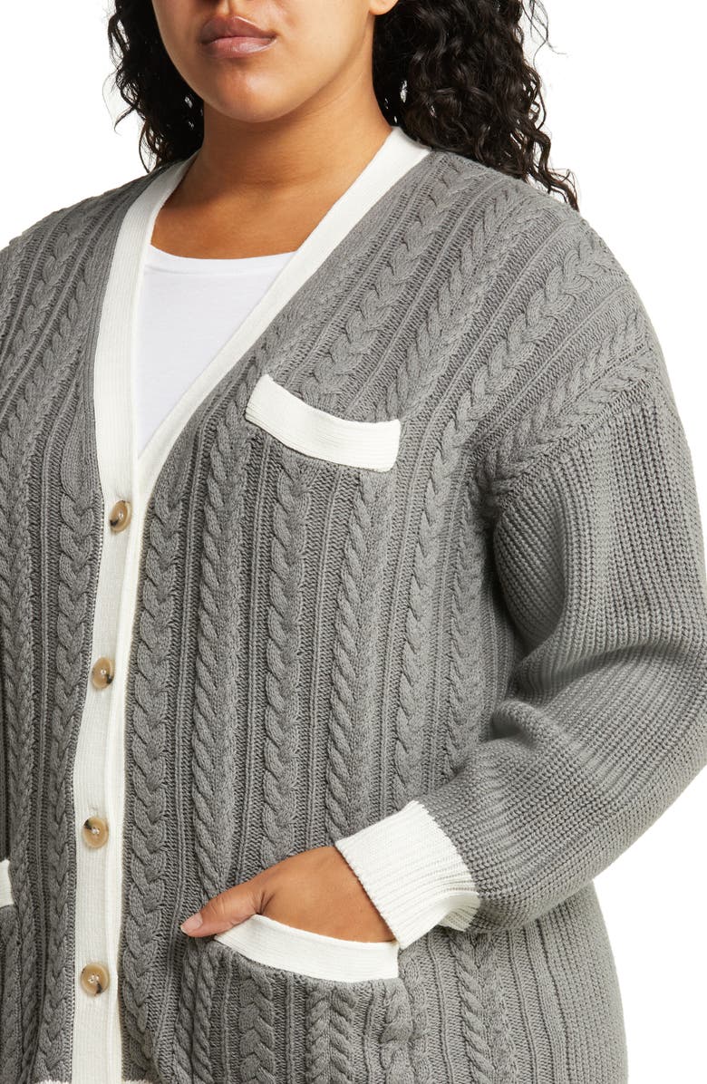 Treasure & Bond Varsity Mix Stitch Tipped Cardigan | Nordstrom