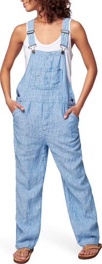 Faherty Mechanic Stripe Linen Overalls | Nordstrom