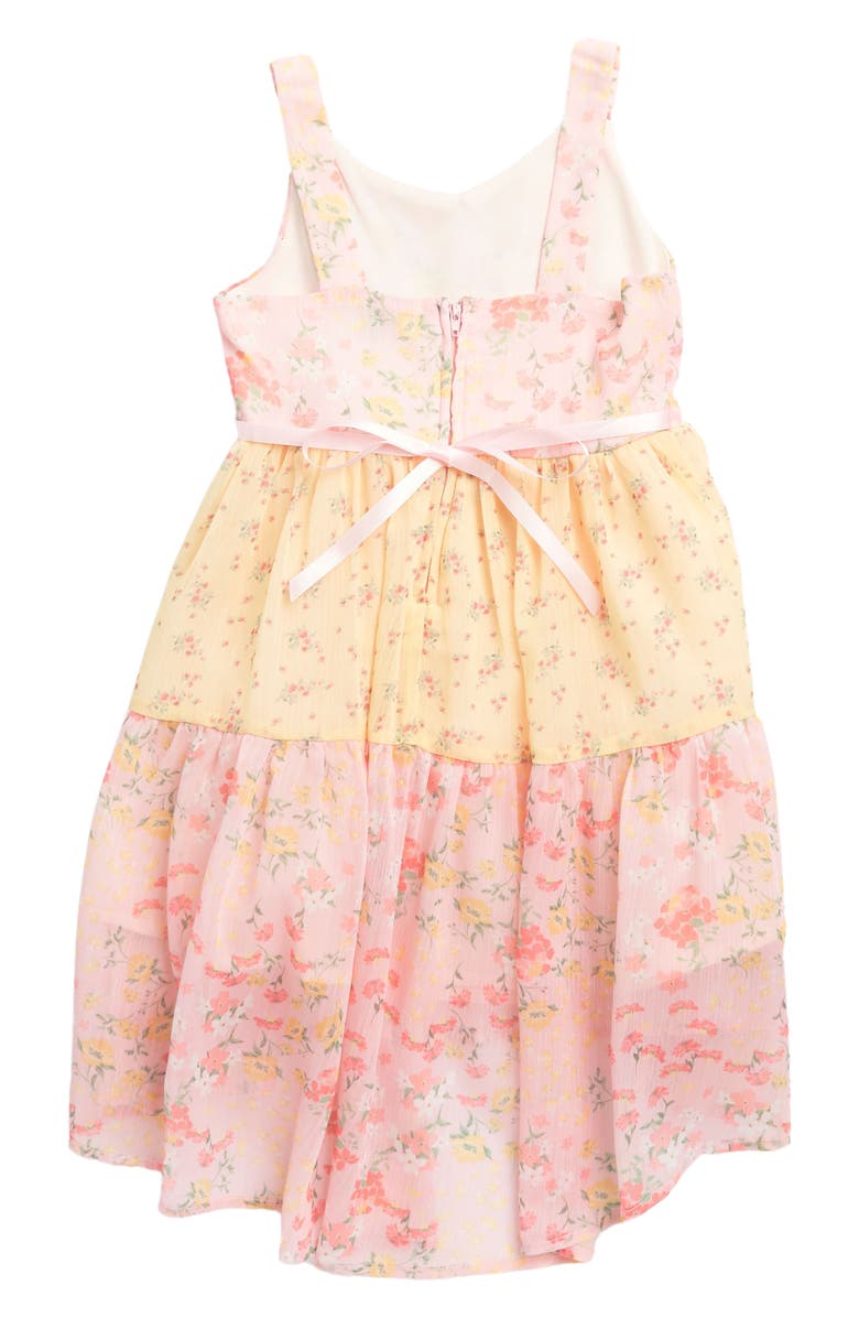 Zunie Kids' Mix Floral Print Tiered Chiffon Dress | Nordstromrack