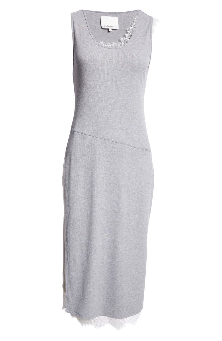 3.1 Phillip Lim Lace Trim Satin & Rib Midi Tank Dress | Nordstromrack