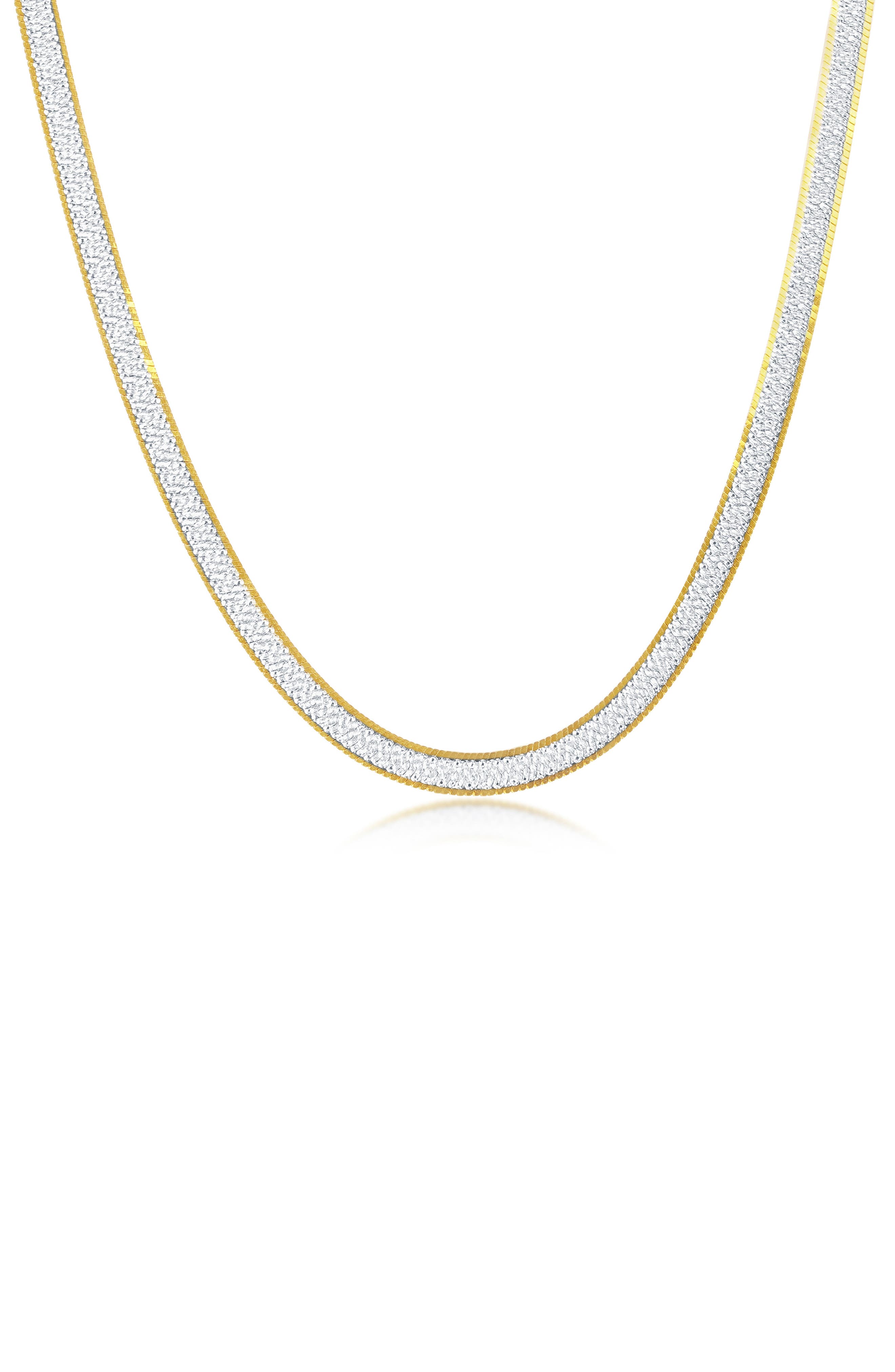 SIMONA Two-Tone Sterling Silver Herringbone Chain Bracelet | Nordstromrack