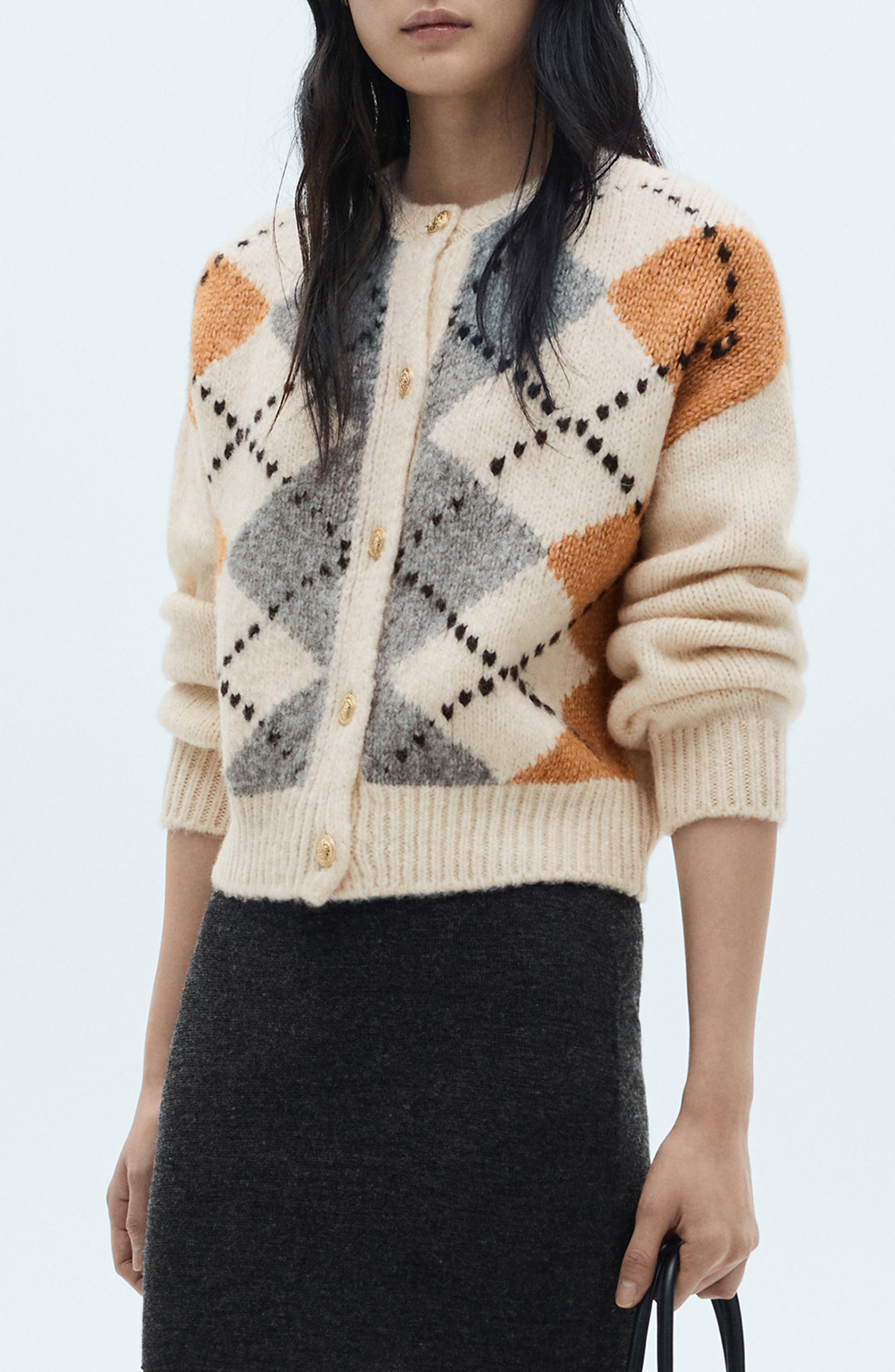 MANGO Rombin Argyle Cardigan | Nordstrom