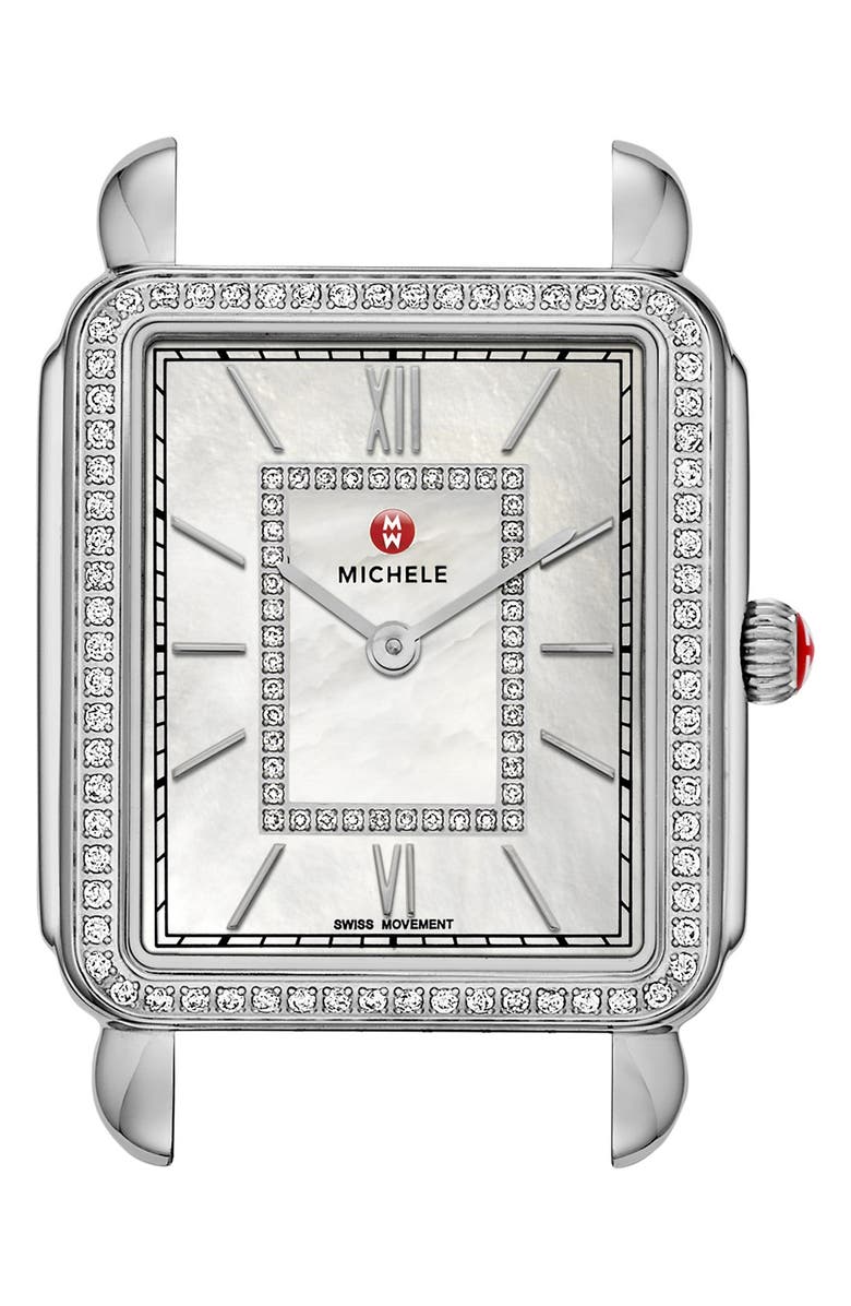 MICHELE 'Deco II' Diamond Dial Watch Case, 30mm x 32mm | Nordstrom
