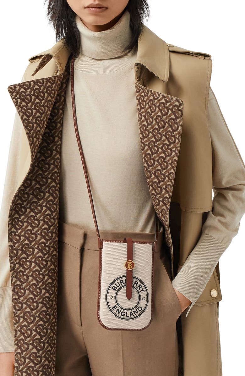Burberry Anne Logo Canvas & Leather Crossbody Phone Case | Nordstrom