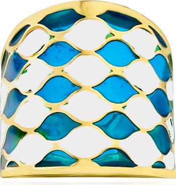 GABI RIELLE 14K Gold Plated Sterling Silver Turquoise & White Enamel ...