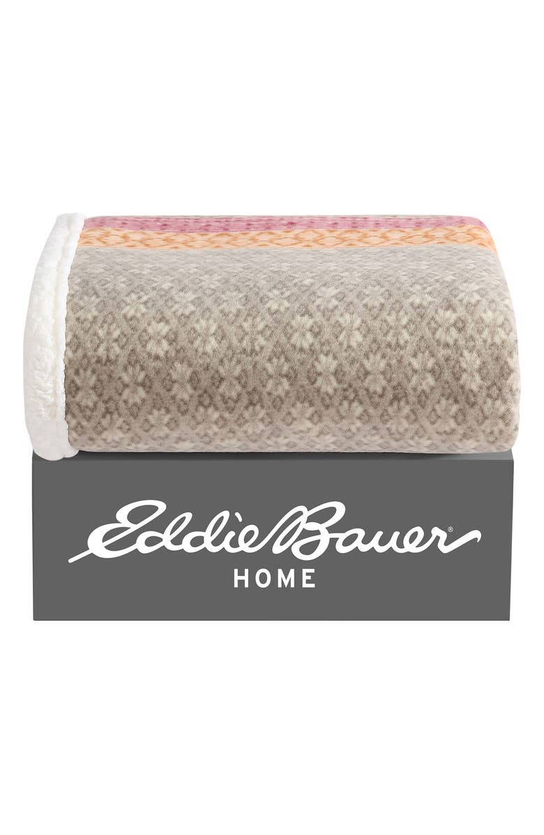 Eddie Bauer Fair Isle Faux Shearling Throw Blanket | Nordstromrack