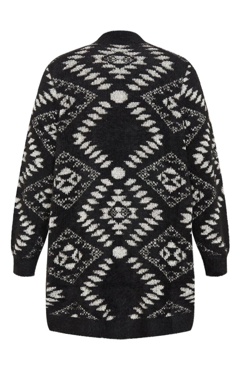 City Chic Fuzzy Geometric Longline Cardigan | Nordstromrack
