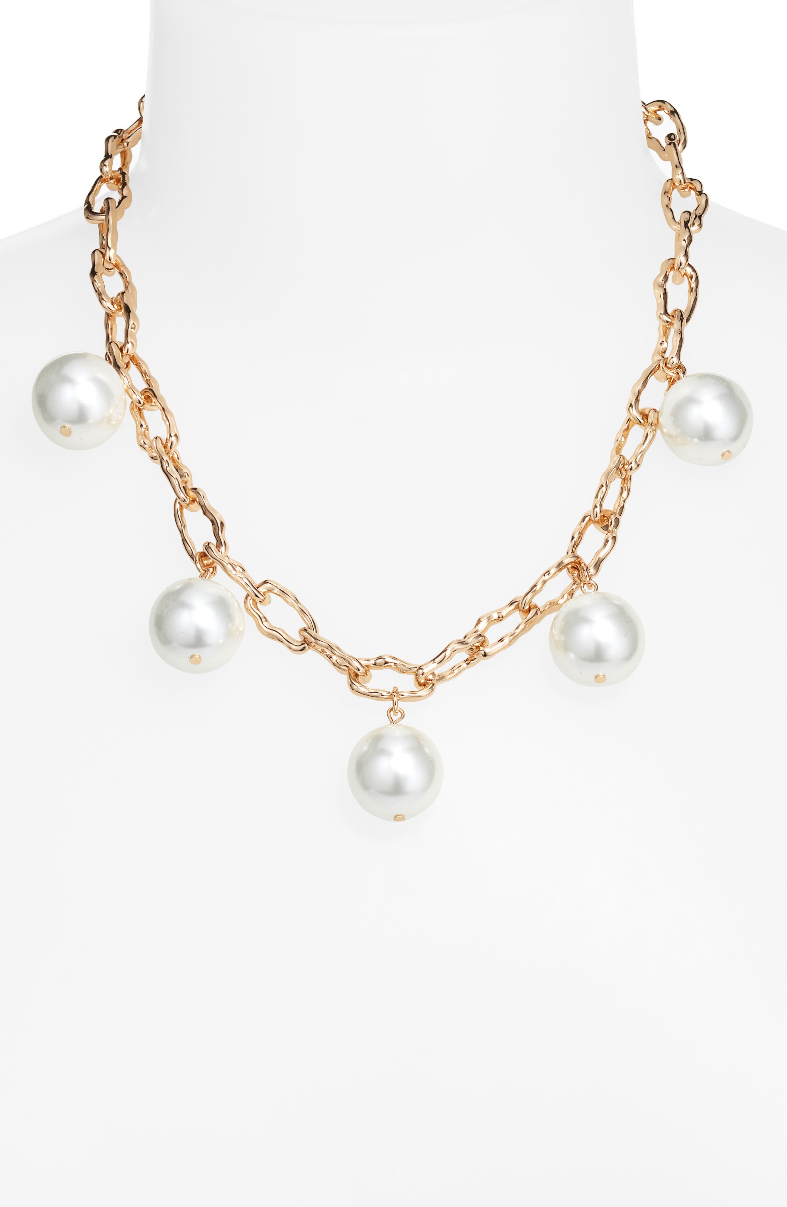 Open Edit Faux Pearl Curb Chain Necklace | Nordstromrack