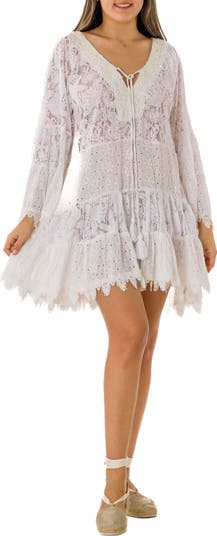 RANEES Lace Long Sleeve Cotton Cover-Up Dress | Nordstromrack