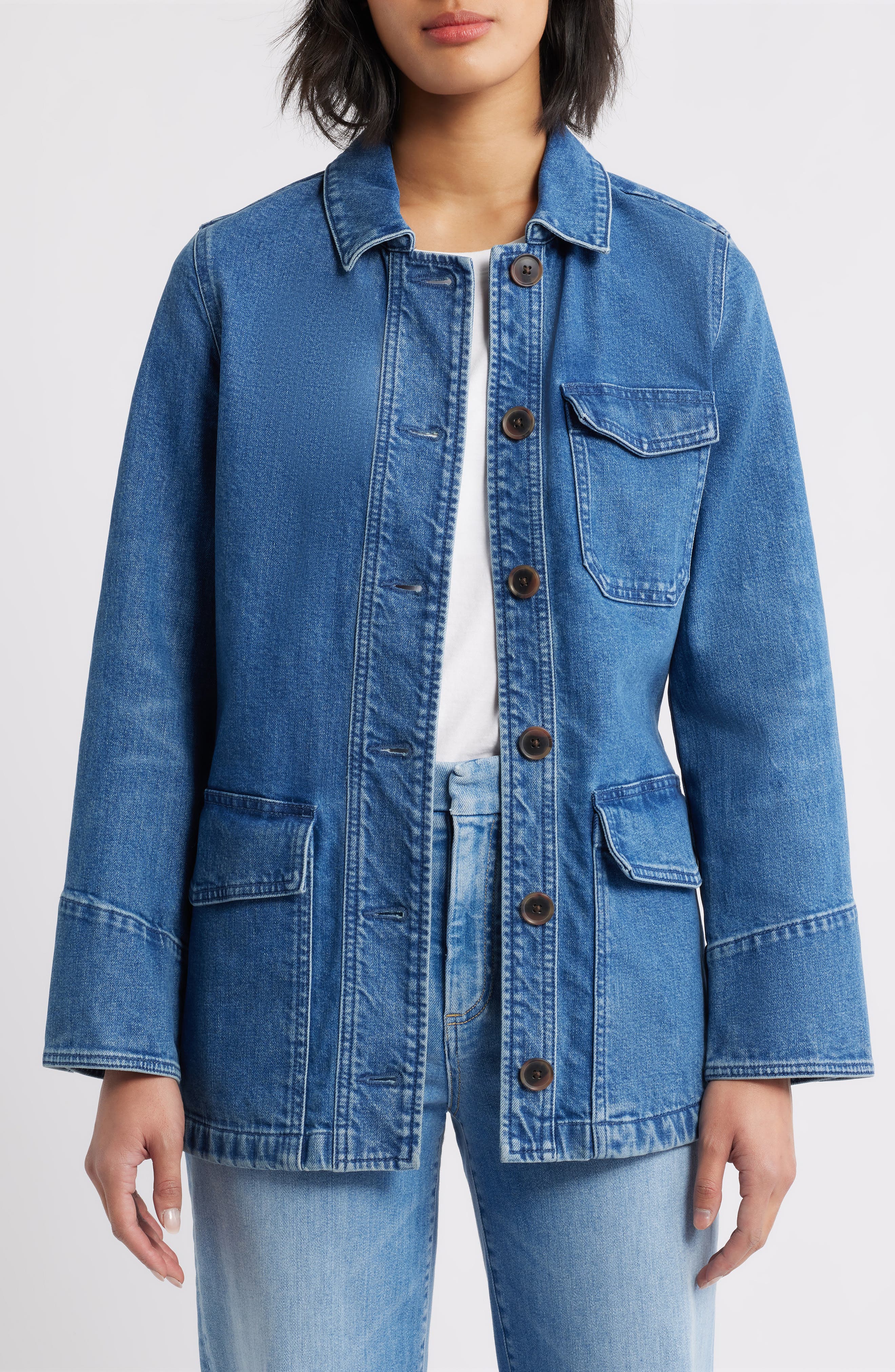 Caslon® Belted Denim Chore Jacket | Nordstromrack