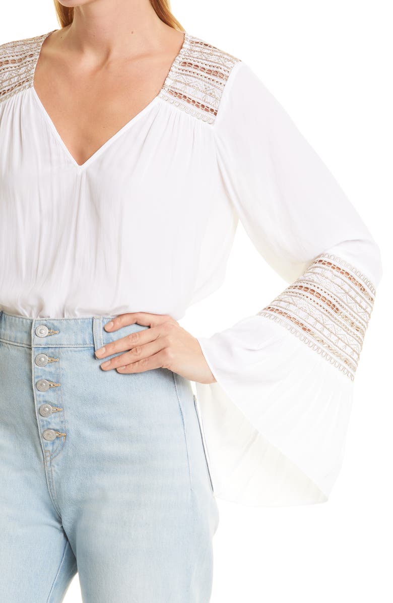 Ramy Brook Curtis Embroidered Bell Sleeve Top | Nordstromrack