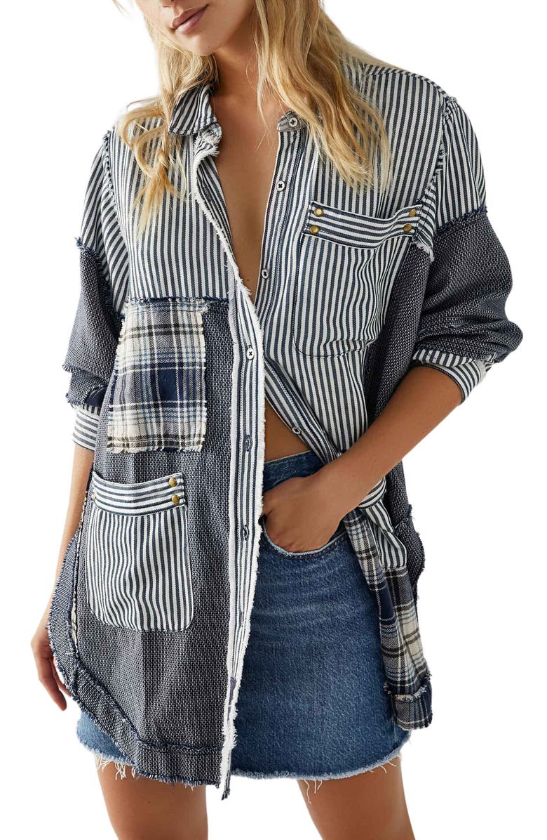 Free People Railroad Patch Fray Shirt | Nordstromrack
