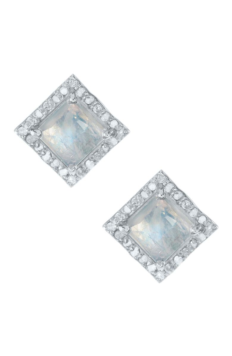 ADORNIA FINE Rhodium Plated Sterling Silver Pave Diamond Trim Square ...