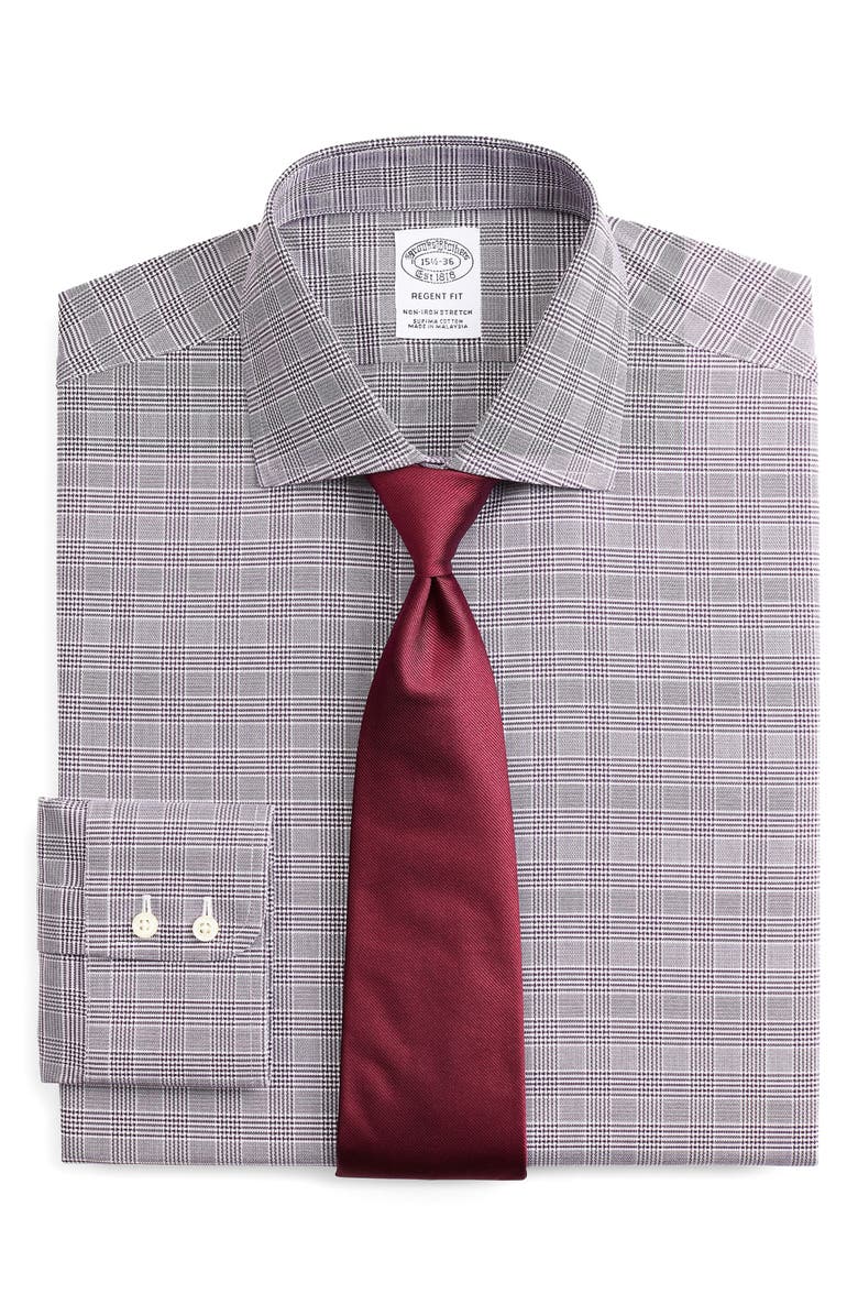 Brooks Brothers Houndstooth Plaid Non-Iron Regent Fit Stretch Cotton ...