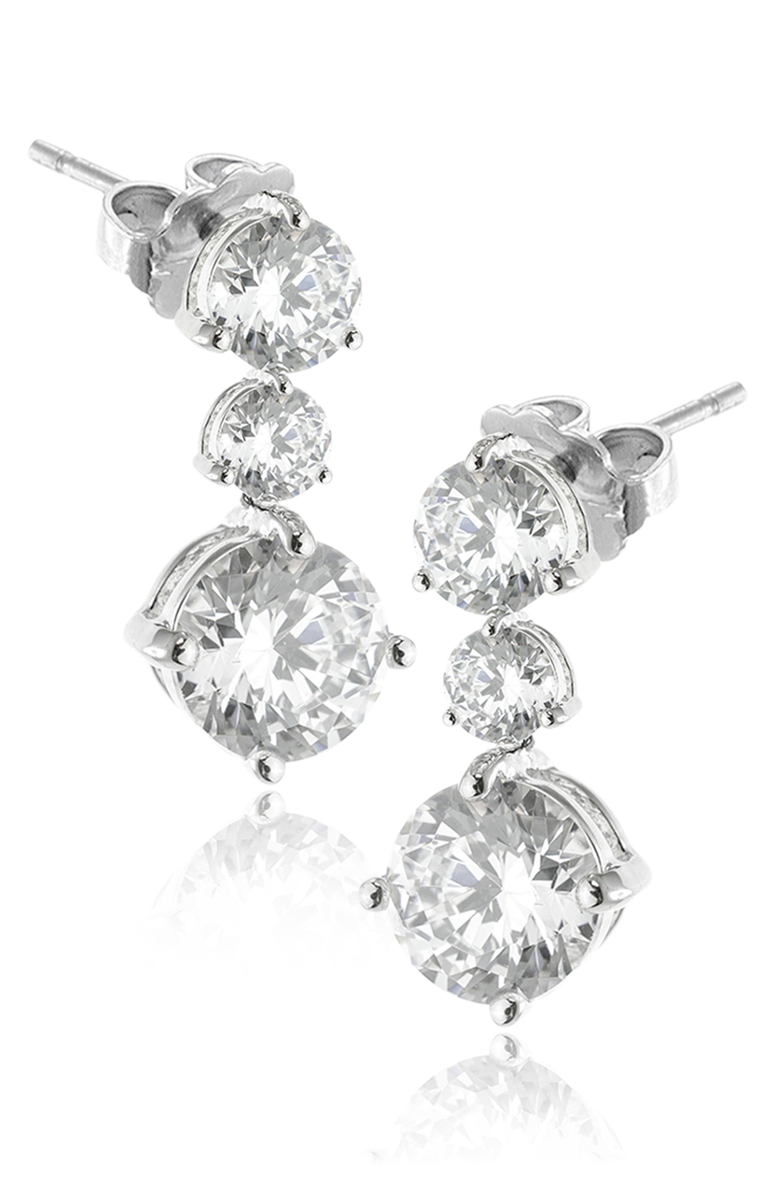CZ by Kenneth Jay Lane Round CZ Triple Drop Earrings | Nordstromrack