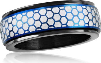 BLACKJACK Men's Stainless Steel Honeycomb Spinner Ring | Nordstromrack
