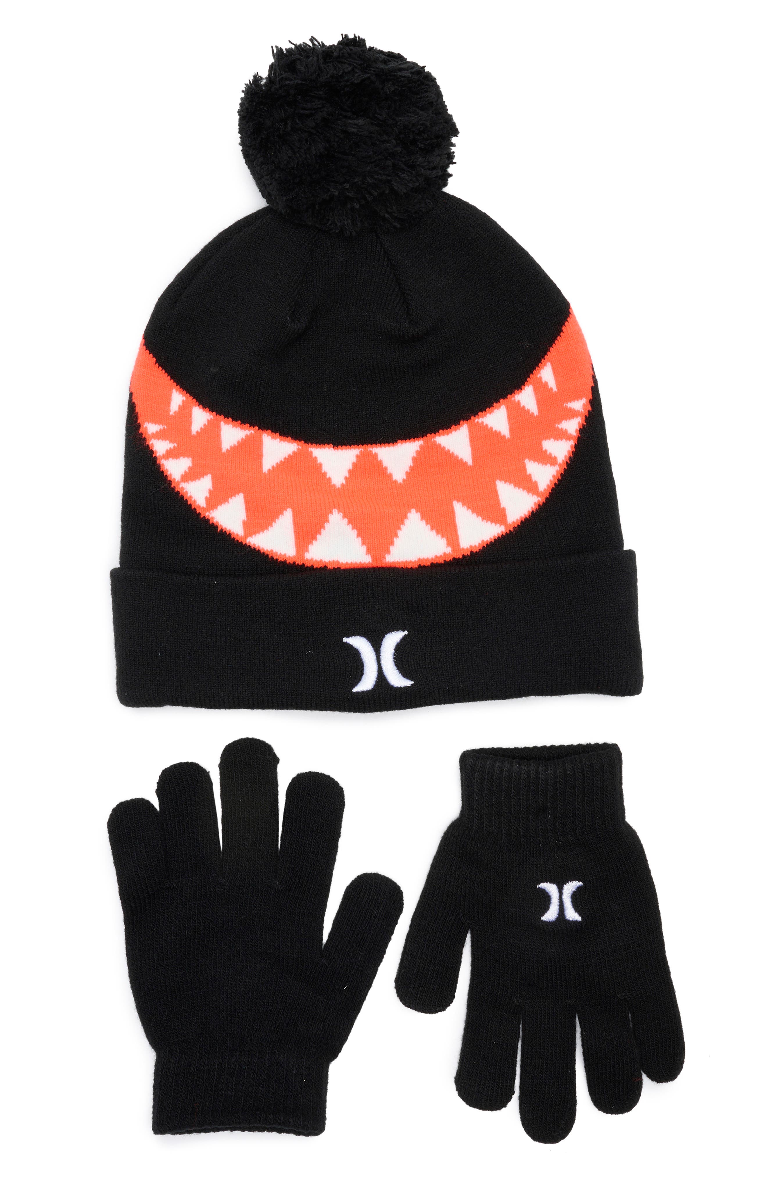 Hurley Kids' Sharkbait Pom Beanie & Gloves Set | Nordstromrack
