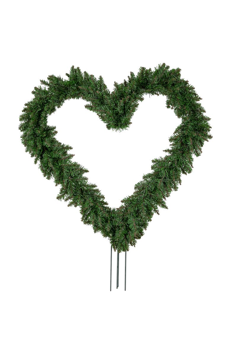 Northlight Artificial Pine Heart Shaped Wreath with Ground Stakes - 25 ...