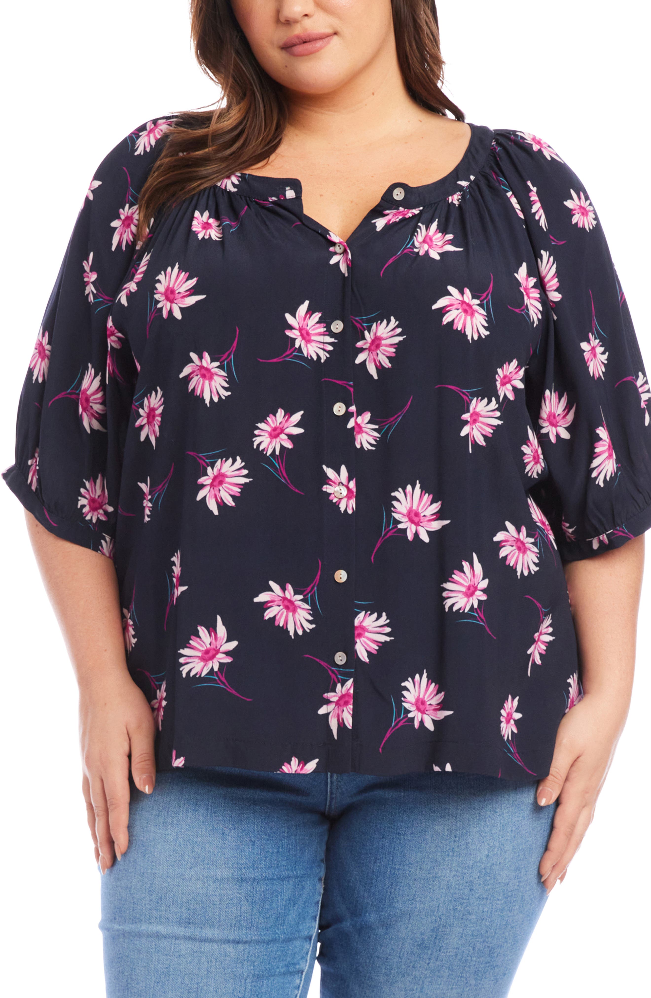 Karen Kane Floral Print Peasant Top | Nordstromrack