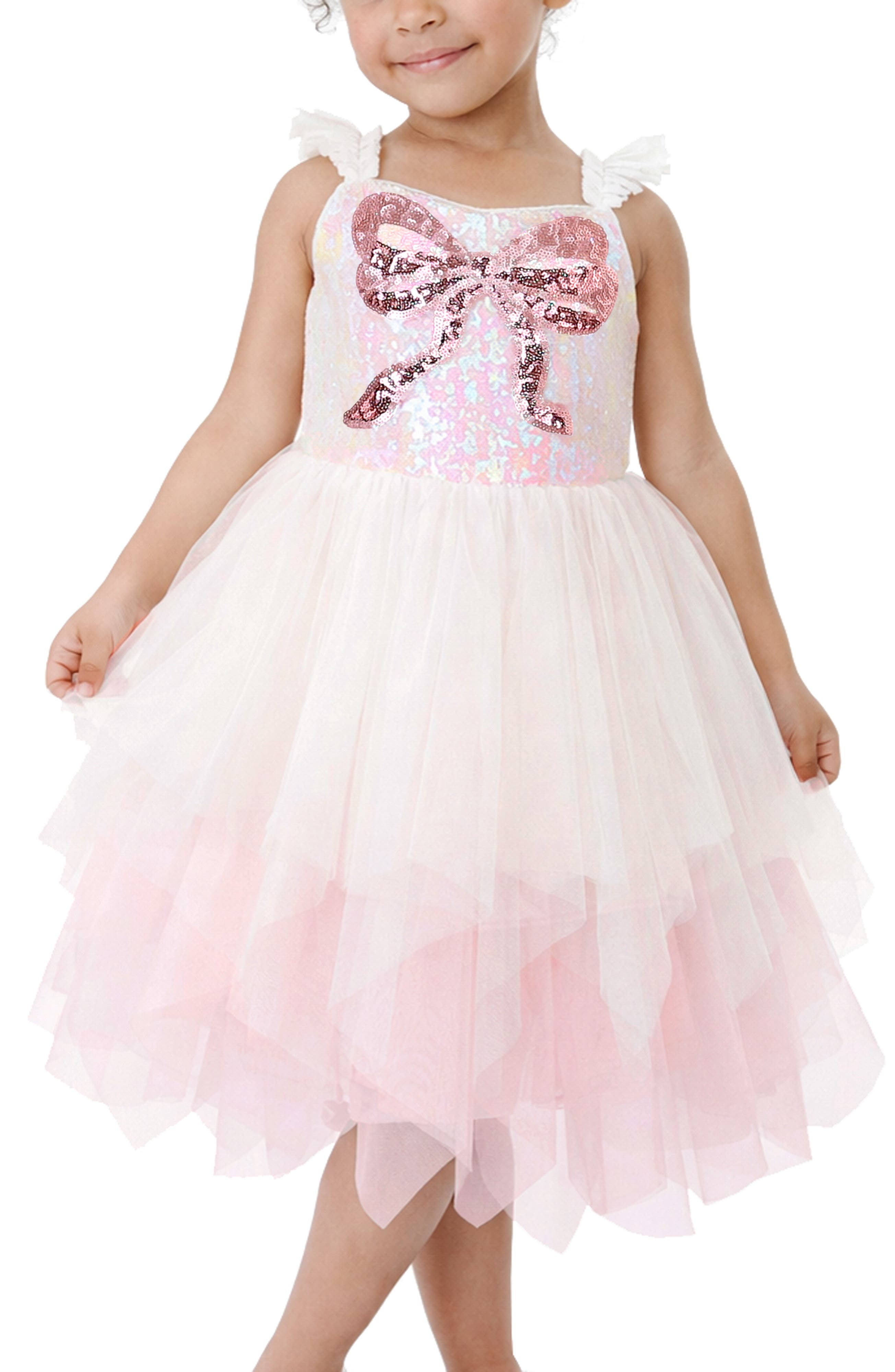 Zunie Sequin Bow Ruffle Tulle Dress | Nordstrom