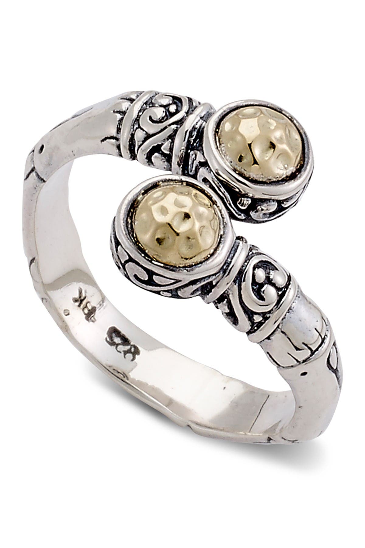 SAMUEL B. Sterling Silver & 18K Yellow Gold Hammered Bamboo Design ...