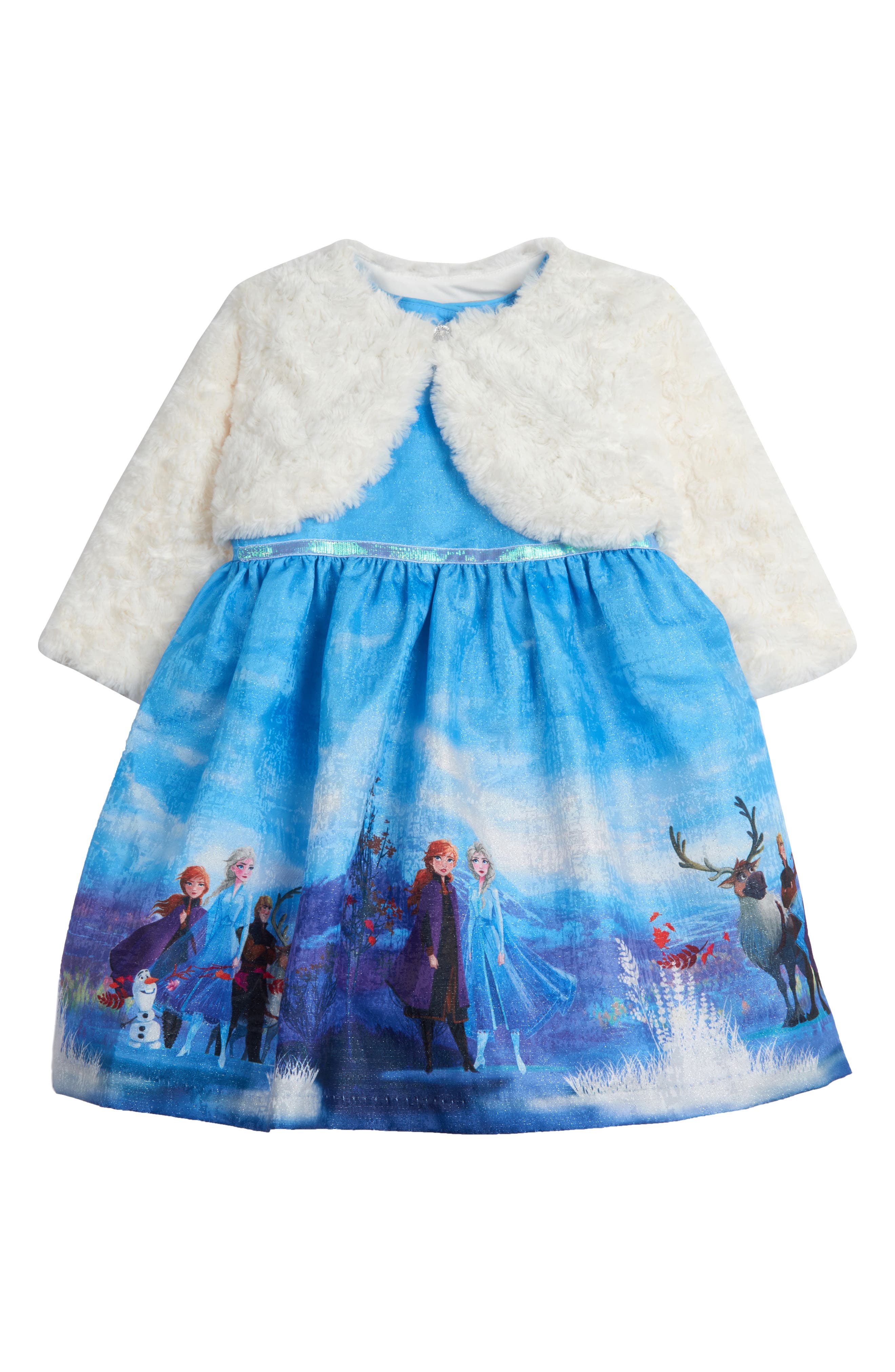 Pippa & Julie x Disney® 'Frozen' Dress & Faux Fur Jacket Set | Nordstrom