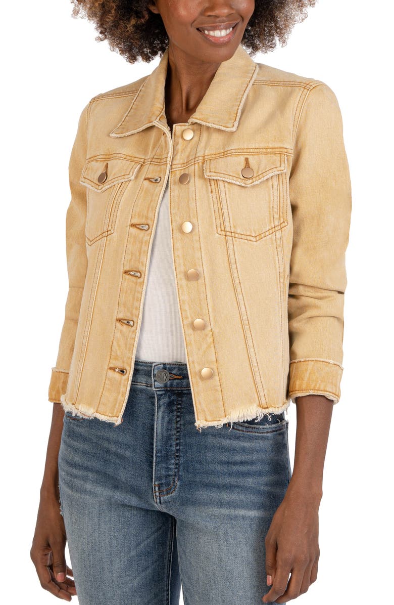 KUT from the Kloth Julia Frayed Crop Denim Trucker Jacket | Nordstrom