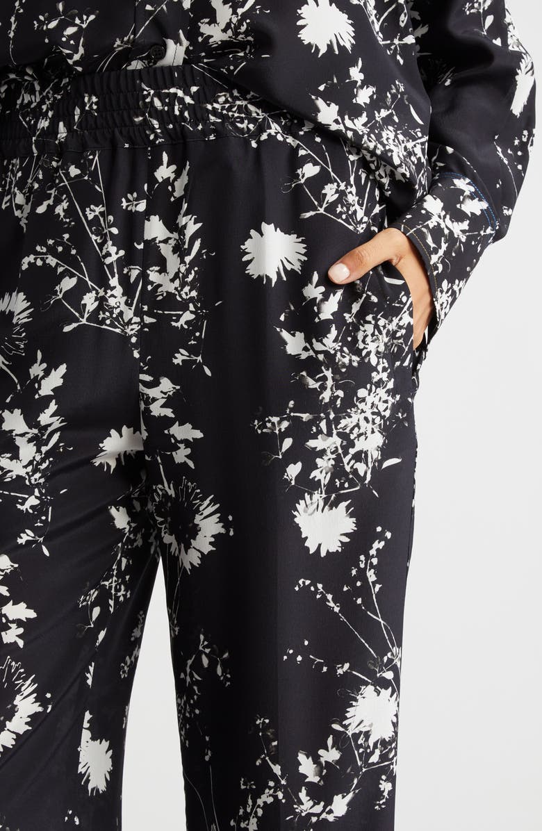 Victoria Beckham Floral Print Silk Pajama Pants | Nordstromrack