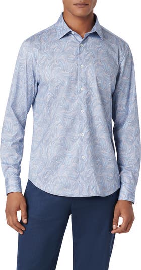 Bugatchi James OoohCotton® Feather Print Button-Up Shirt | Nordstrom