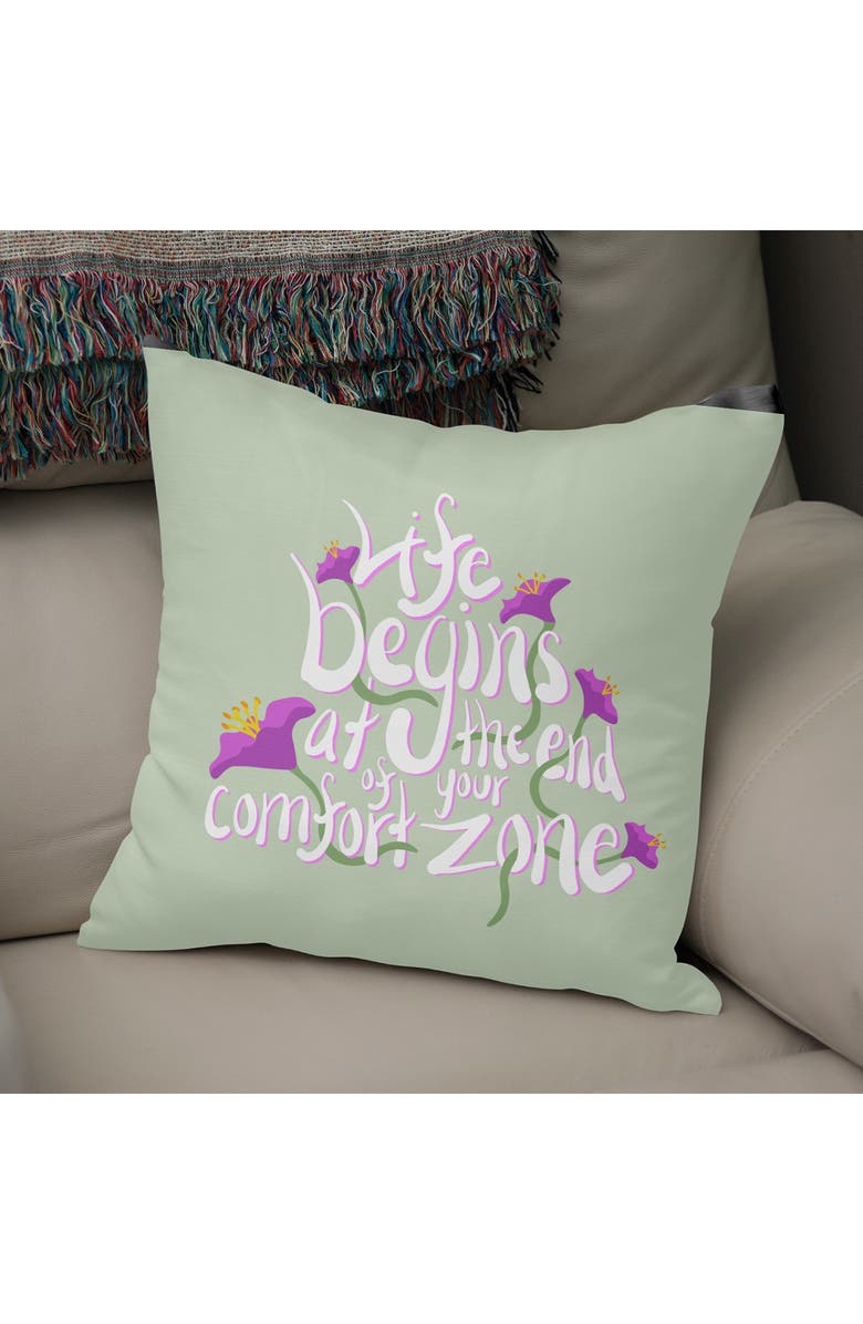 CURIOOS Life Begins At The End Of Your Comfort Zone Print Throw Pillow ...