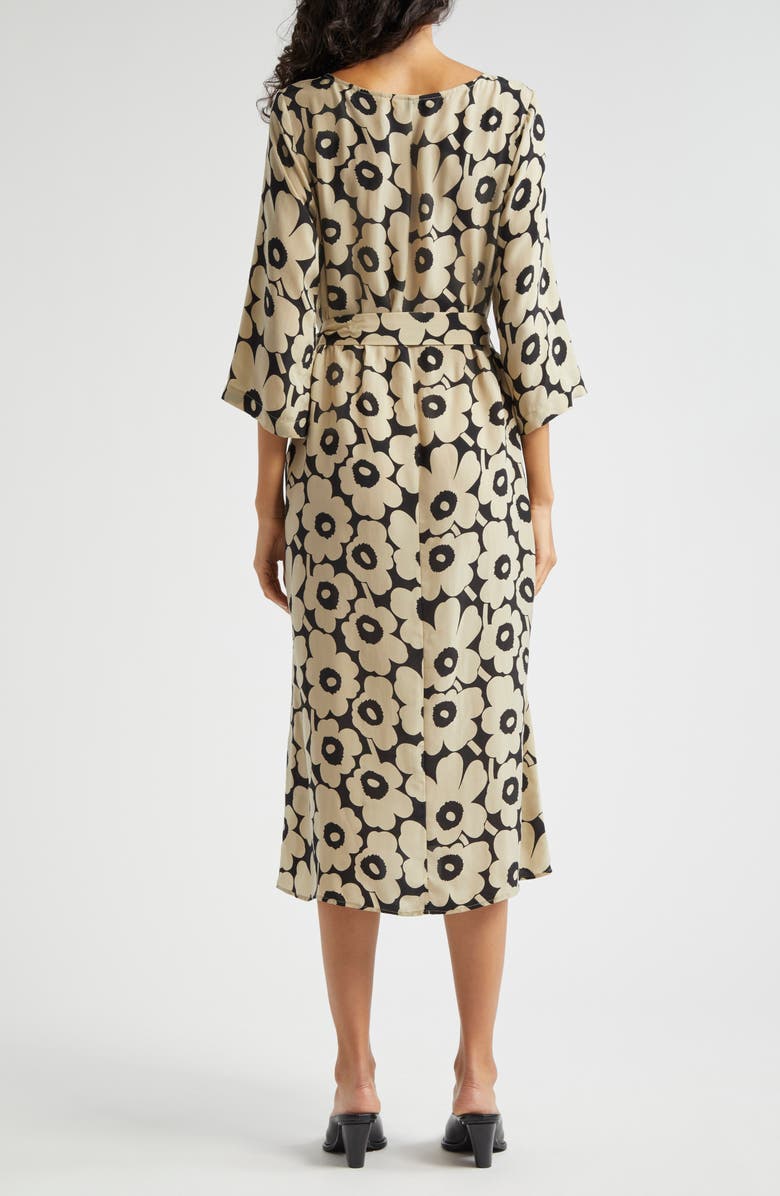 Marimekko Tiheys Unikko Belted Three-Quarter Sleeve Cupro Dress ...